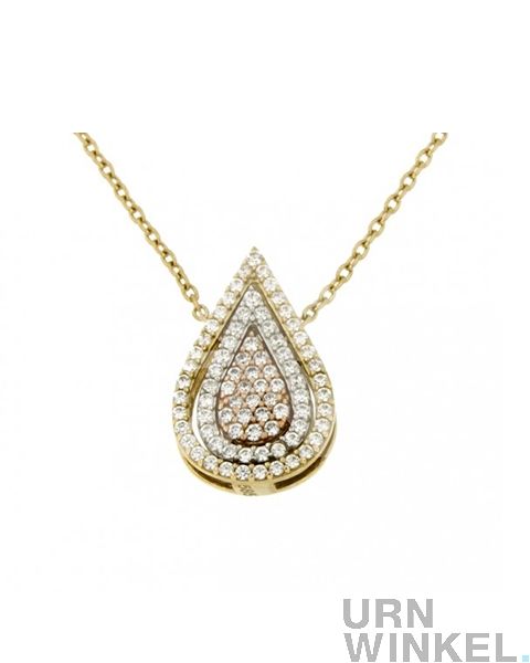 Symboolketting 'Druppel' (geel-, wit- en rosegoud) | URNWINKEL.