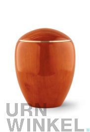 Hoogglansgelakte mango kleurige urn van elzenhout | URNWINKEL.